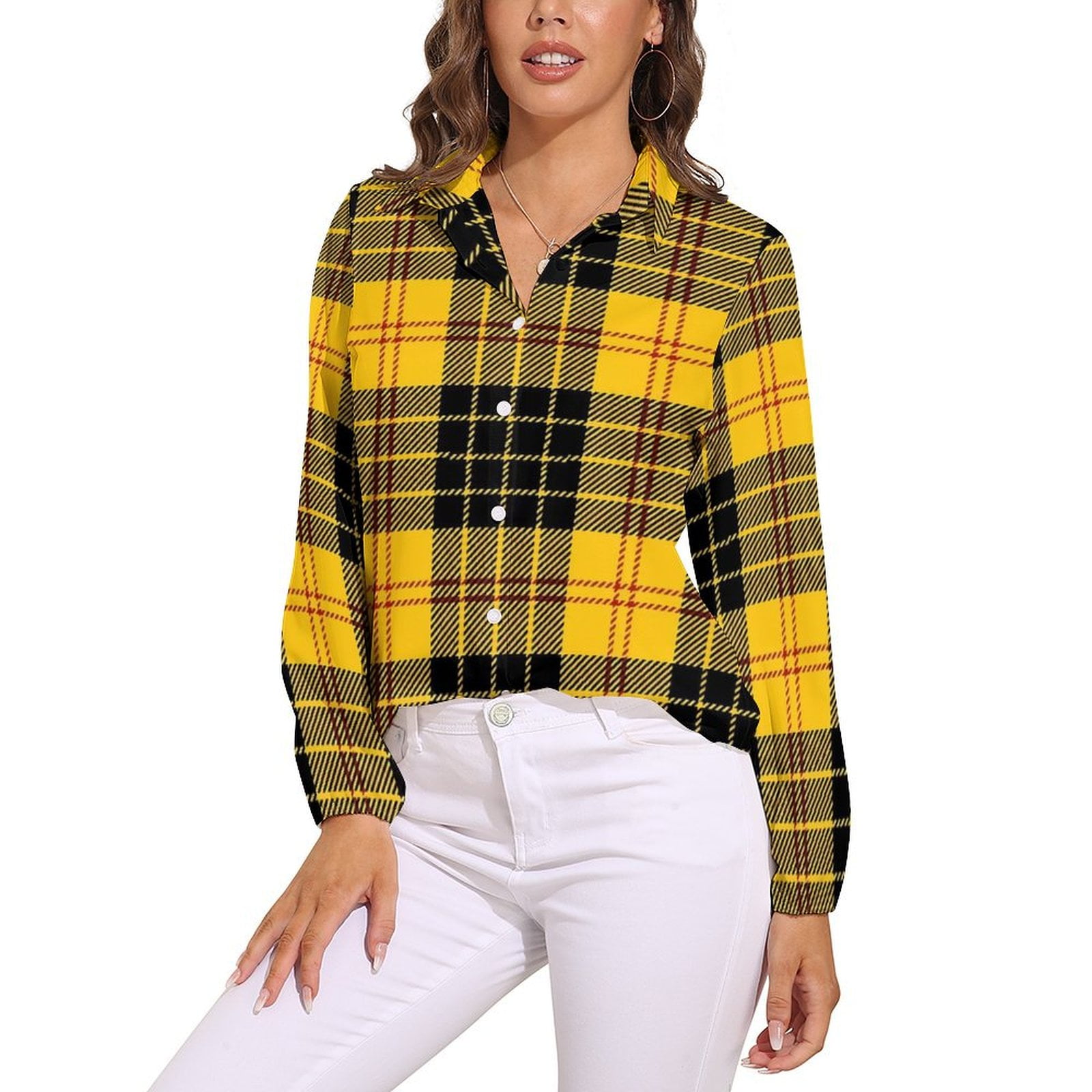 Blue Green Plaid Blouse Long-Sleeve Checkerboard Kawaii Blouses Woman ...