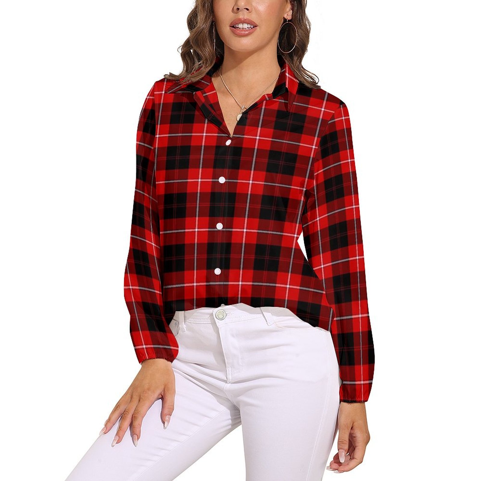 Blue Green Plaid Blouse Long-Sleeve Checkerboard Kawaii Blouses Woman ...