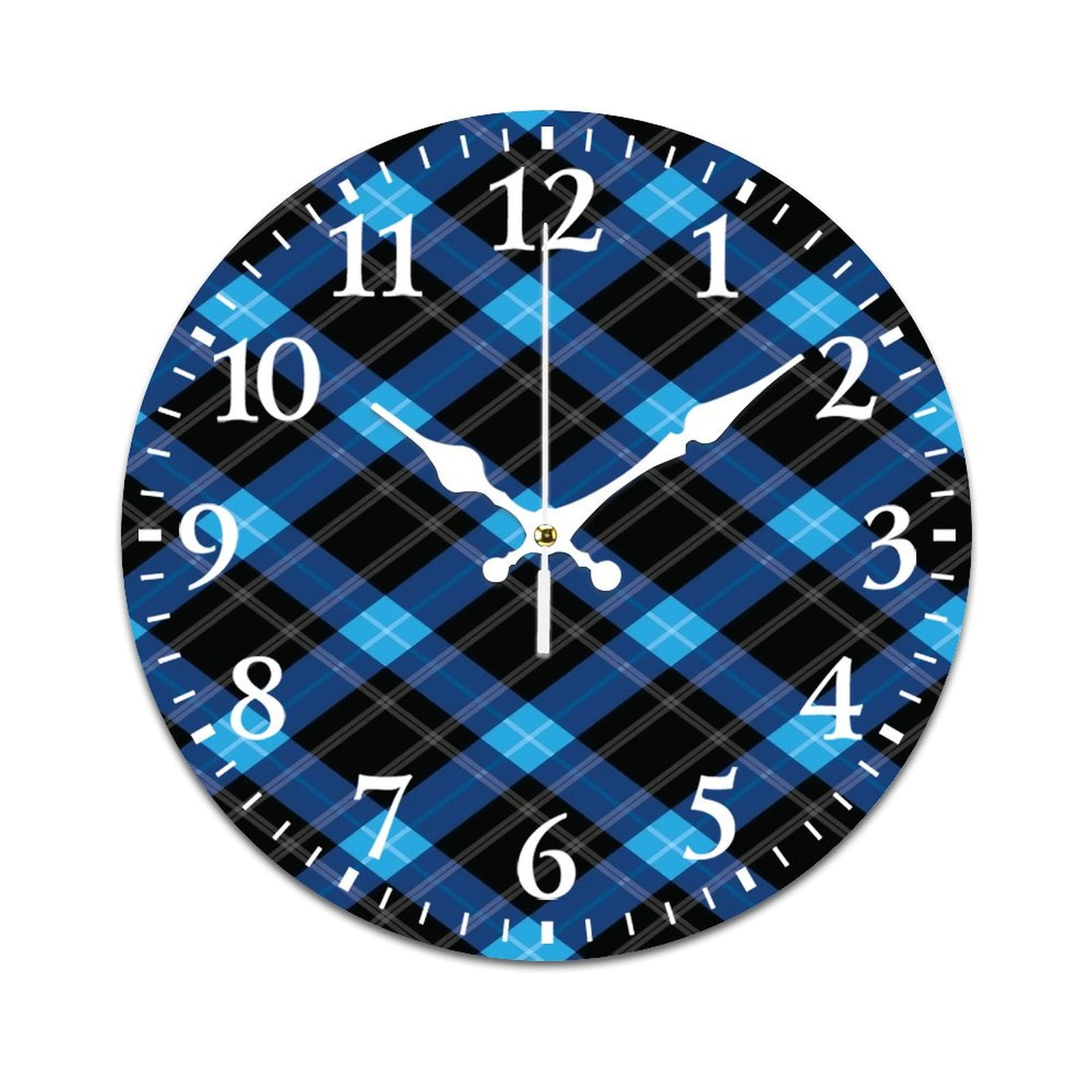 Blue Green Plaid Wall Clock Modern Design Clocks Wall Hanging Home ...