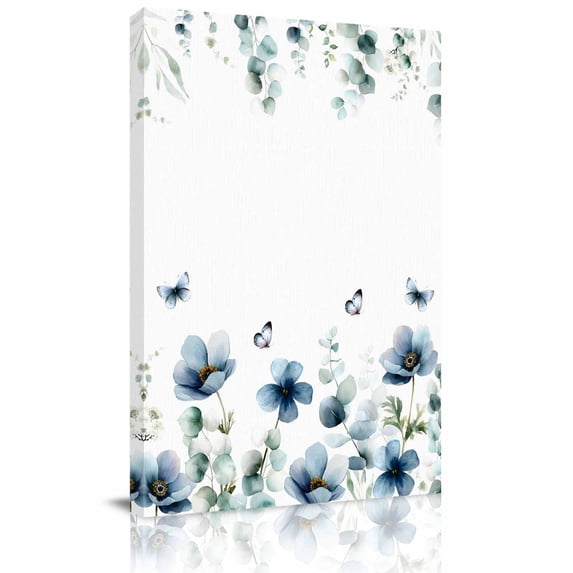 Blue Green Plants Canvas Wall Art for Living Room, Pastoral Eucalyptus ...