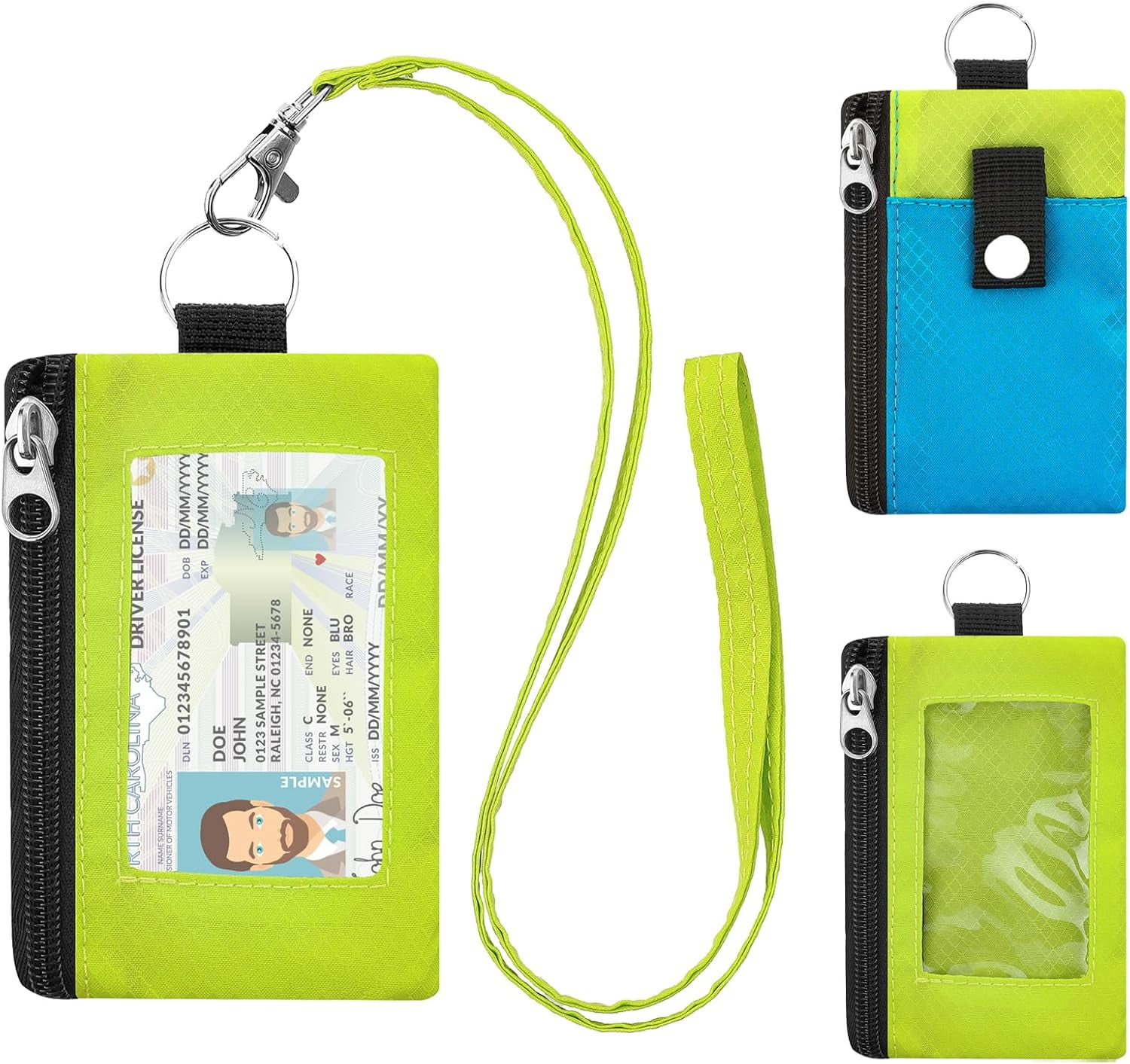 Blue Green RFID Blocking Lanyard Wallet Card Holder Coin Purse with ...
