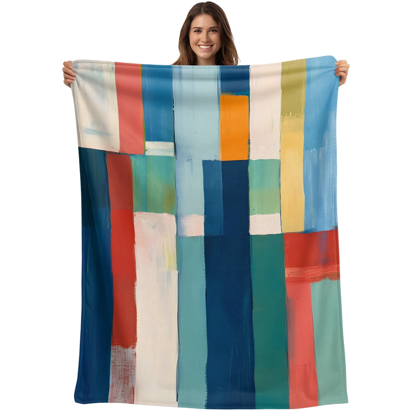 Blue Green Red Blanket Soft Cozy Warm Throw Blanket for Couch, Plush ...