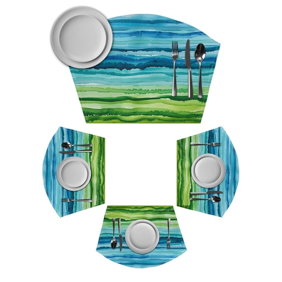 Blue Green Round Table Placemats Set of 4 Wedge Placemats, Gradient ...