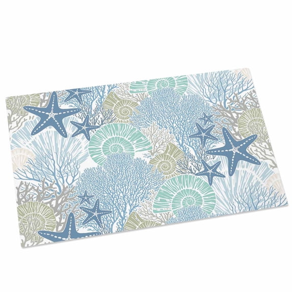 Blue Green Sea Door Mat 16x24 Inch Nautical Coastal Ocean Watercolor ...