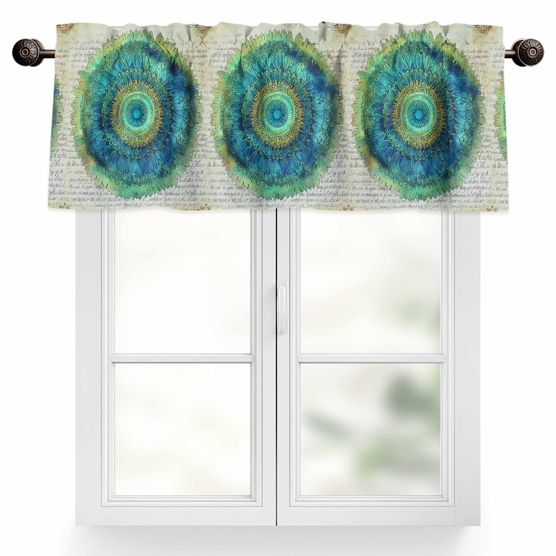 Blue Green Seagrass Valances for Windows, 42 x 18in, Vintage Art ...