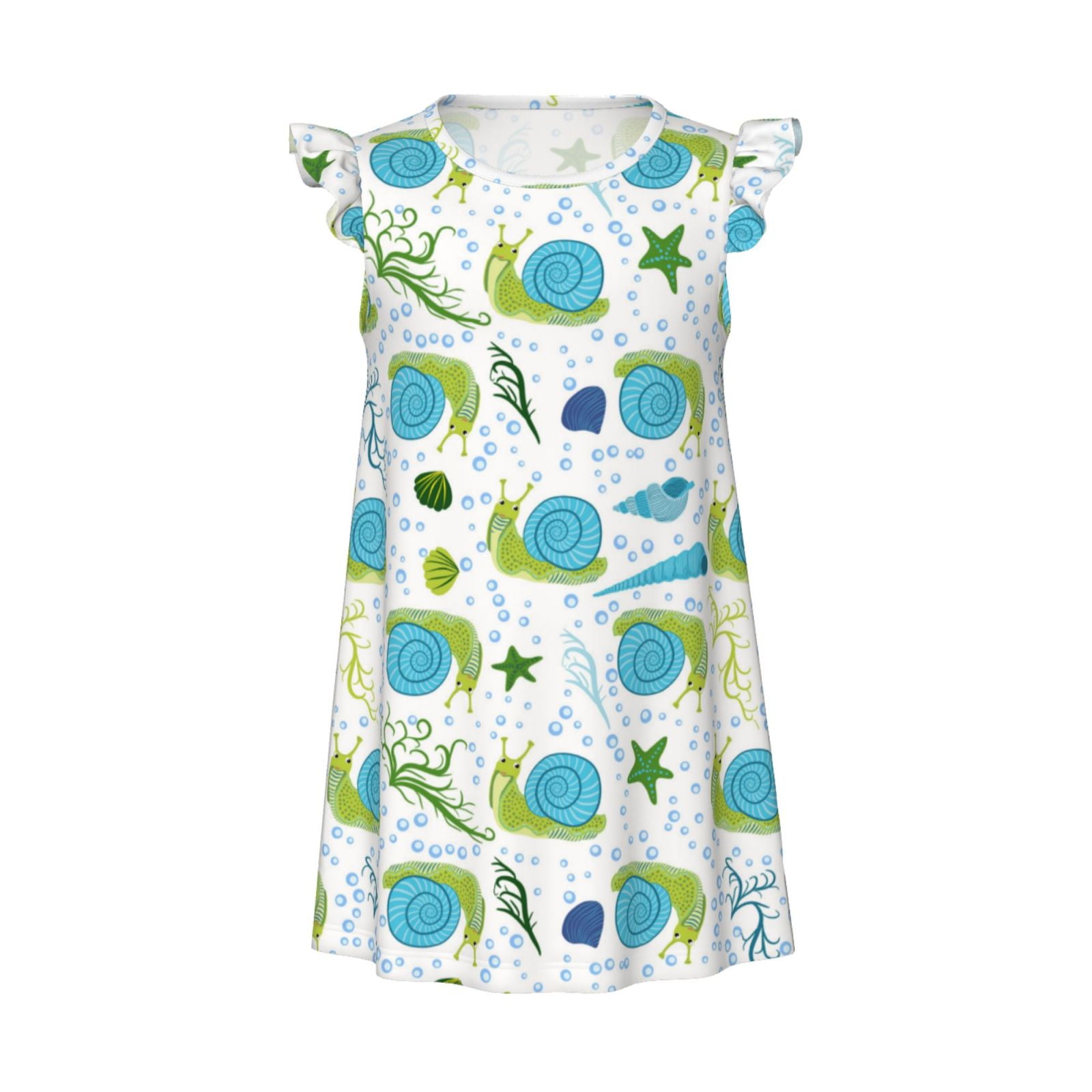 Blue Green Slug Shells Girls Nightgowns, Pajamas for Girls, Soft ...