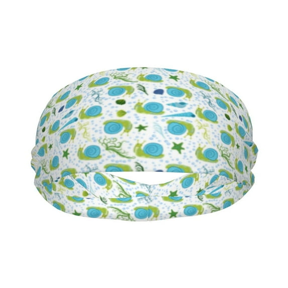 Blue Green Slug Shells Headbands for Women/Men, Elastic Wide Soft Sweat ...