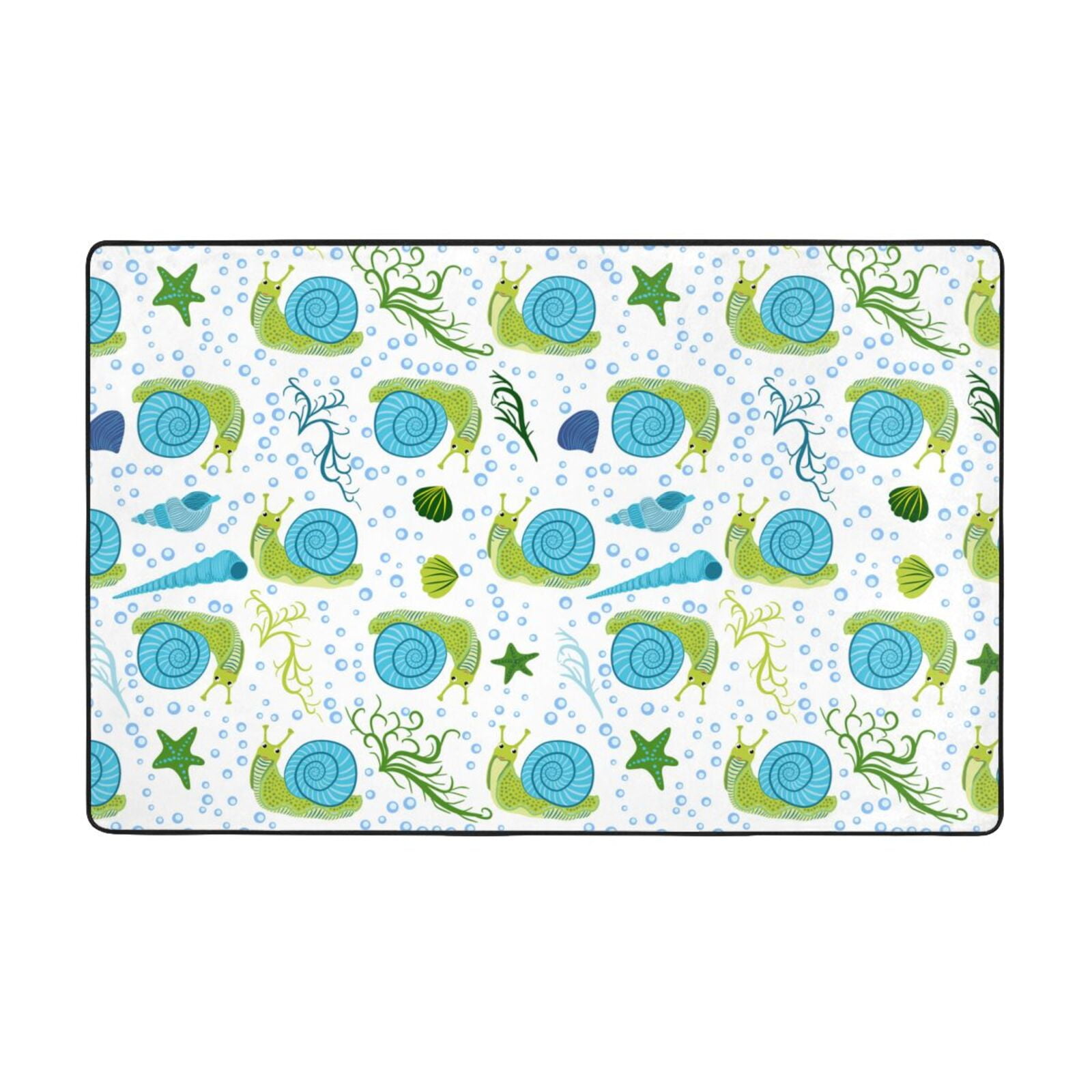 Blue Green Slug Shells Soft Indoor Outdoor Rug, Washable Rugs for ...