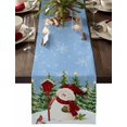 Blue Green Snowman Christmas Cotton Linen Table Runner for Dining ...
