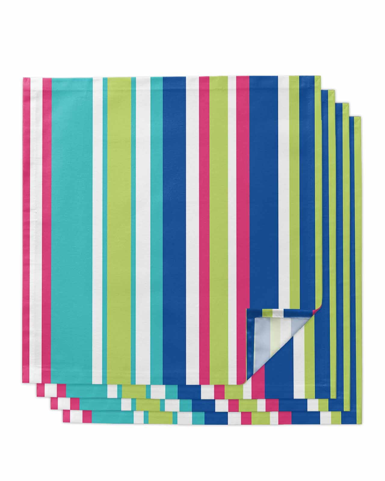 Blue Green Striped Cloth Napkins Set of 4 Reusable Dinner Napkins ...