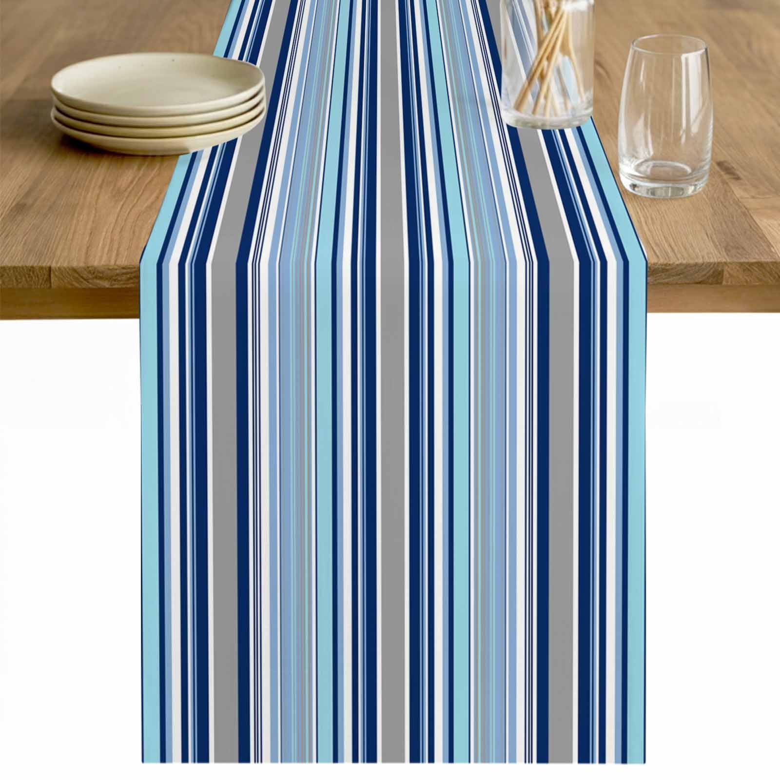 Blue Green Striped Table Runner 72 Inches Long Farmhouse Dress Scarves ...
