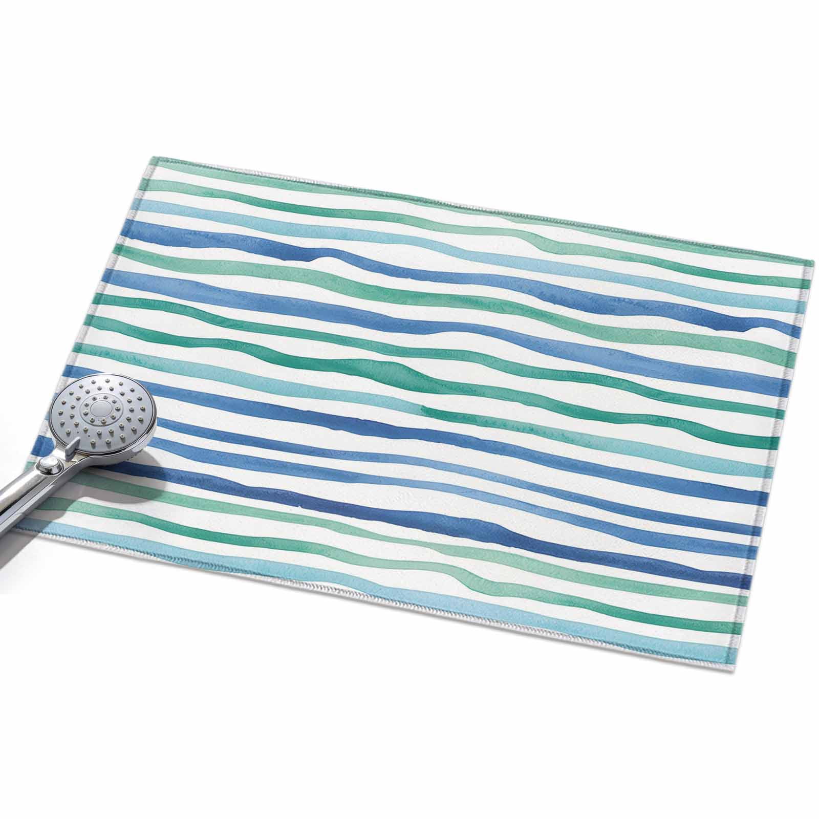 Blue Green Stripes Area Rugs 2x3ft Abstract Art Modern Watercolor ...