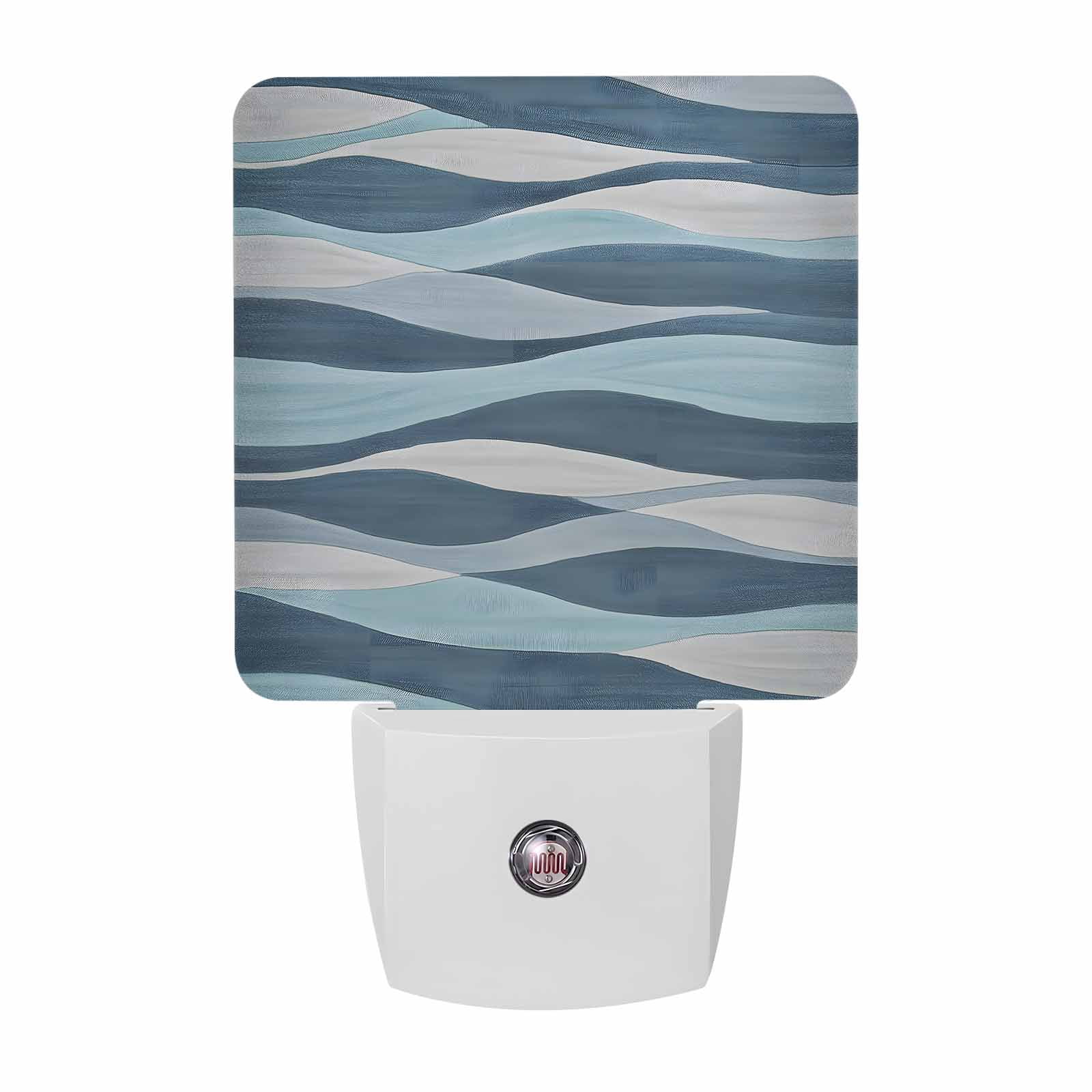 Blue Green Stripes Plug-in LED Night Lights Abstract Art Auto Dusk-to ...