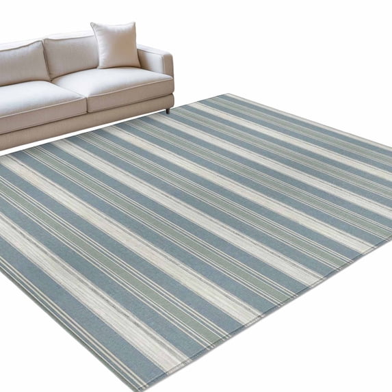 Blue Green Stripes Washable Rug 2.7x5 Area Rug for Living Room Bedroom ...