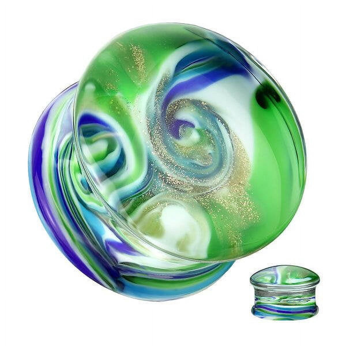 Blue Green Swirl Double Flare Glass Plug - Walmart.com