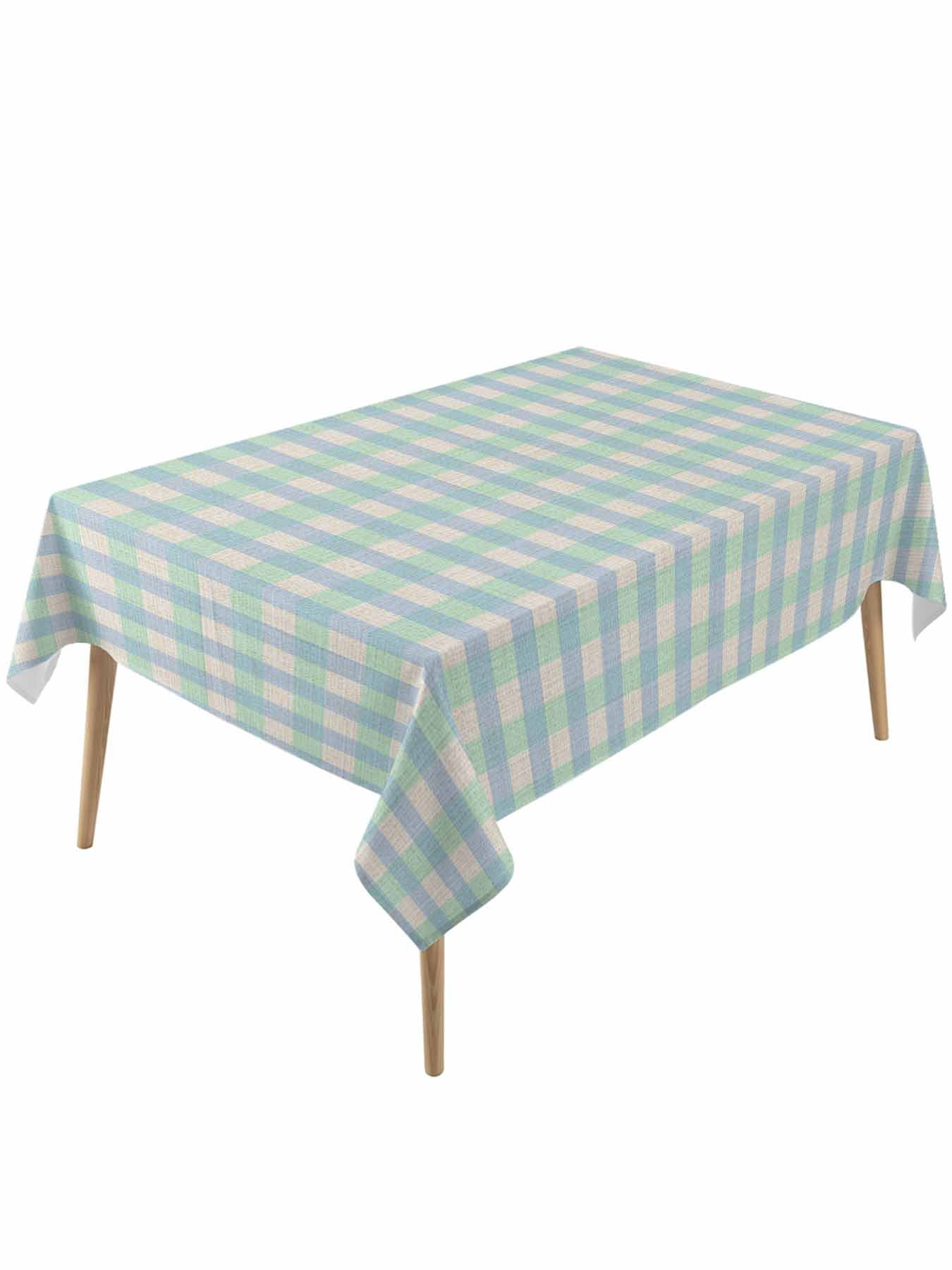 Blue Green Table Cloth, Grid Checkered Plaid Gingham Lattice Trellis ...