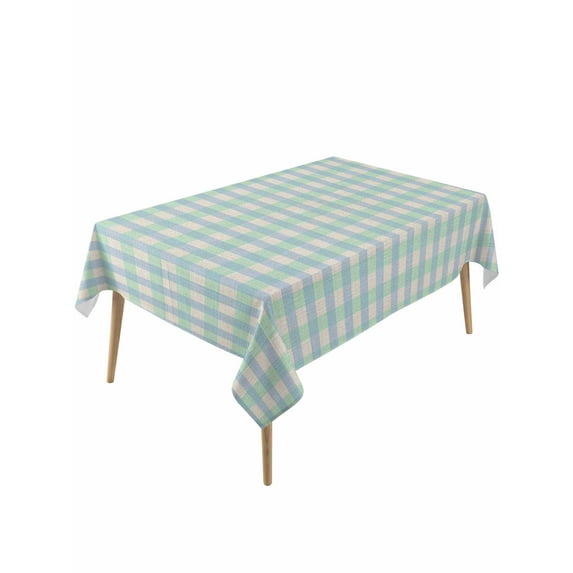 Blue Green Table Cloth, Grid Checkered Plaid Gingham Lattice Trellis ...