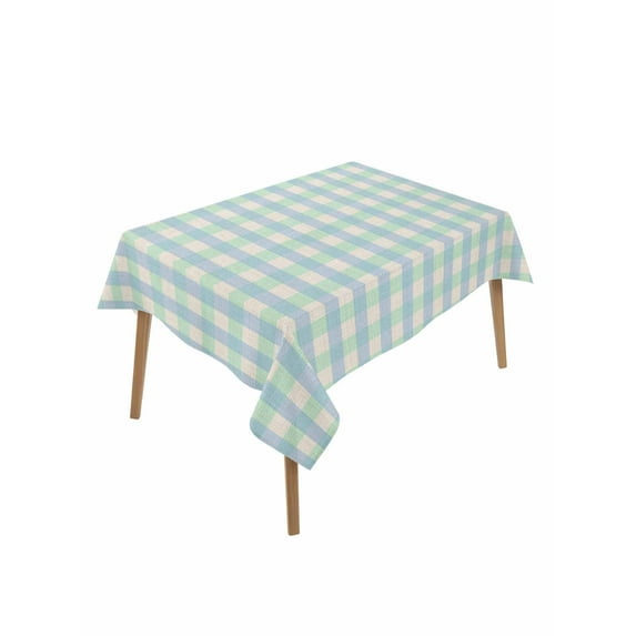 Blue Green Table Cloth, Grid Checkered Plaid Gingham Lattice Trellis ...