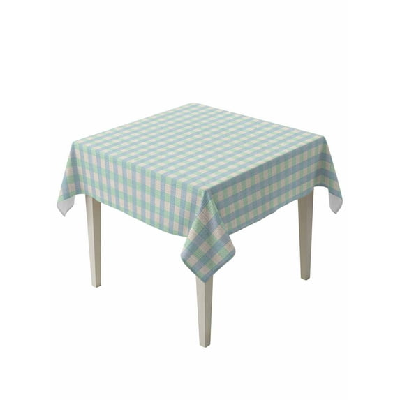 Blue Green Table Cloth, Grid Checkered Plaid Gingham Lattice Trellis ...