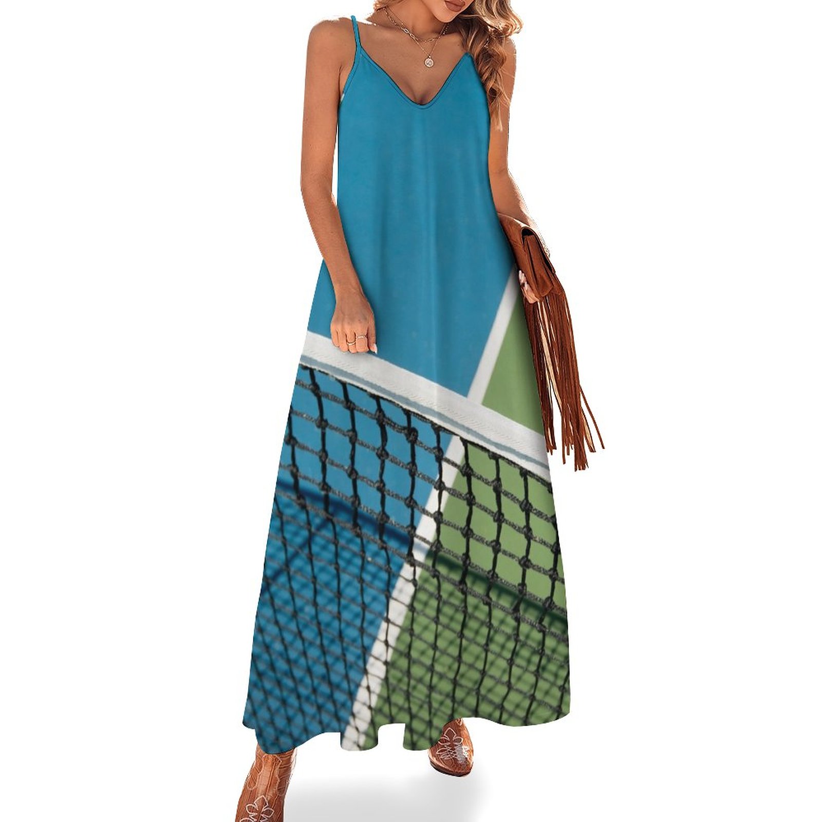 Blue Green Tennis Court Sleeveless Dress Dresses gala Elegant gown ...