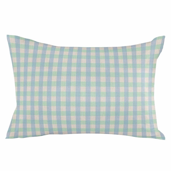 Blue Green Throw Pillow Cover 12 x 20 Inch Decorative Pillow Cover Grid ...