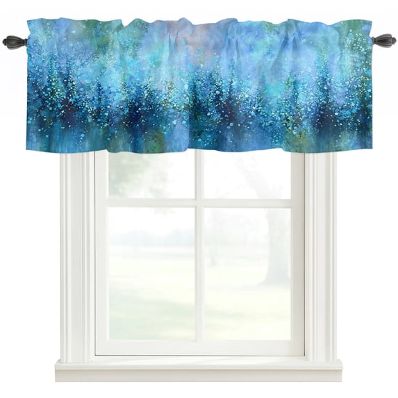 Blue Green Valances for Windows Farmhouse Kitchen Curtains Valances Rod ...