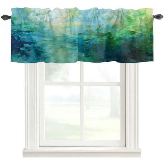 Blue Green Valances for Windows Farmhouse Kitchen Curtains Valances Rod ...