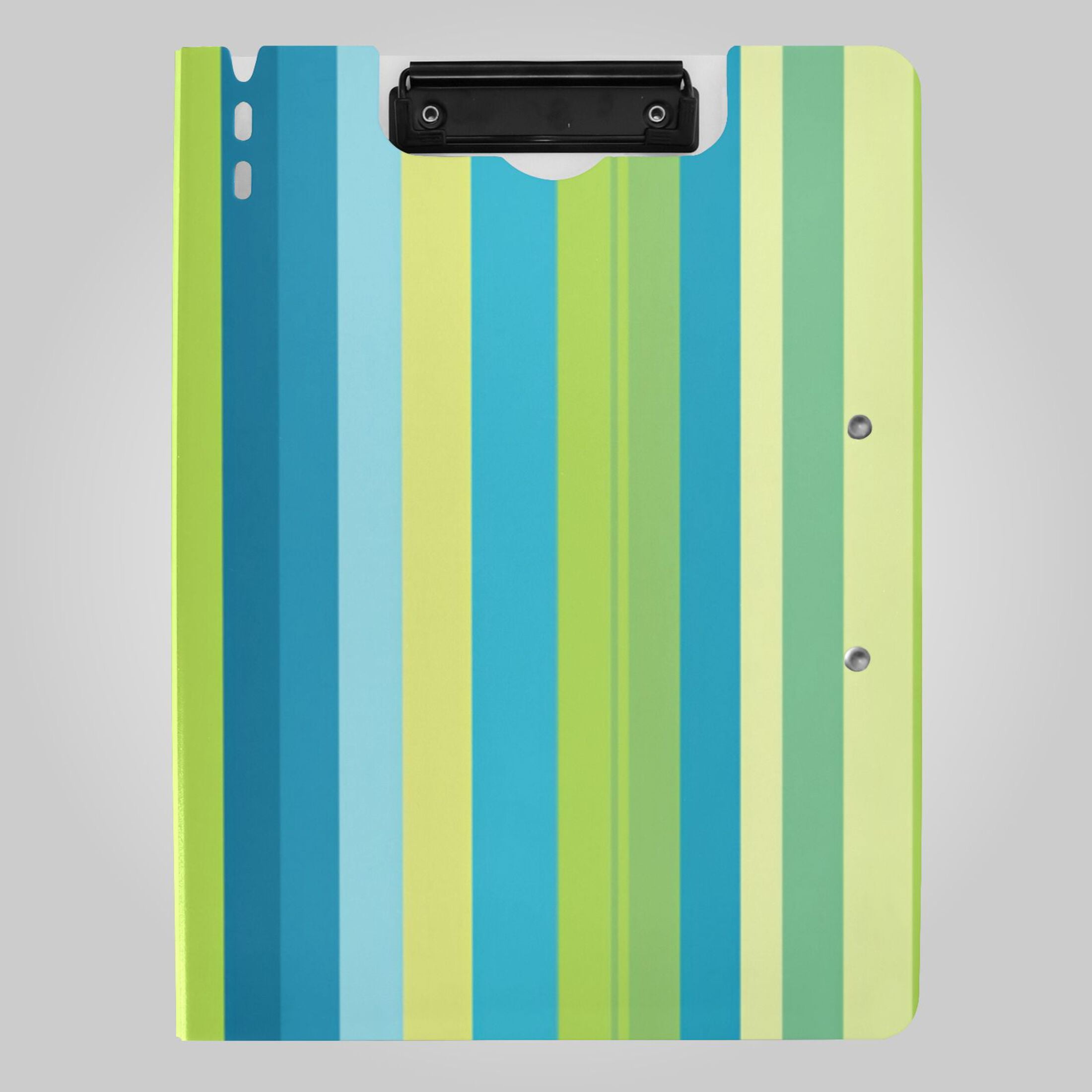 Blue Green Vertical Stripes Foldable Binder Folder Clipboard with Pen ...