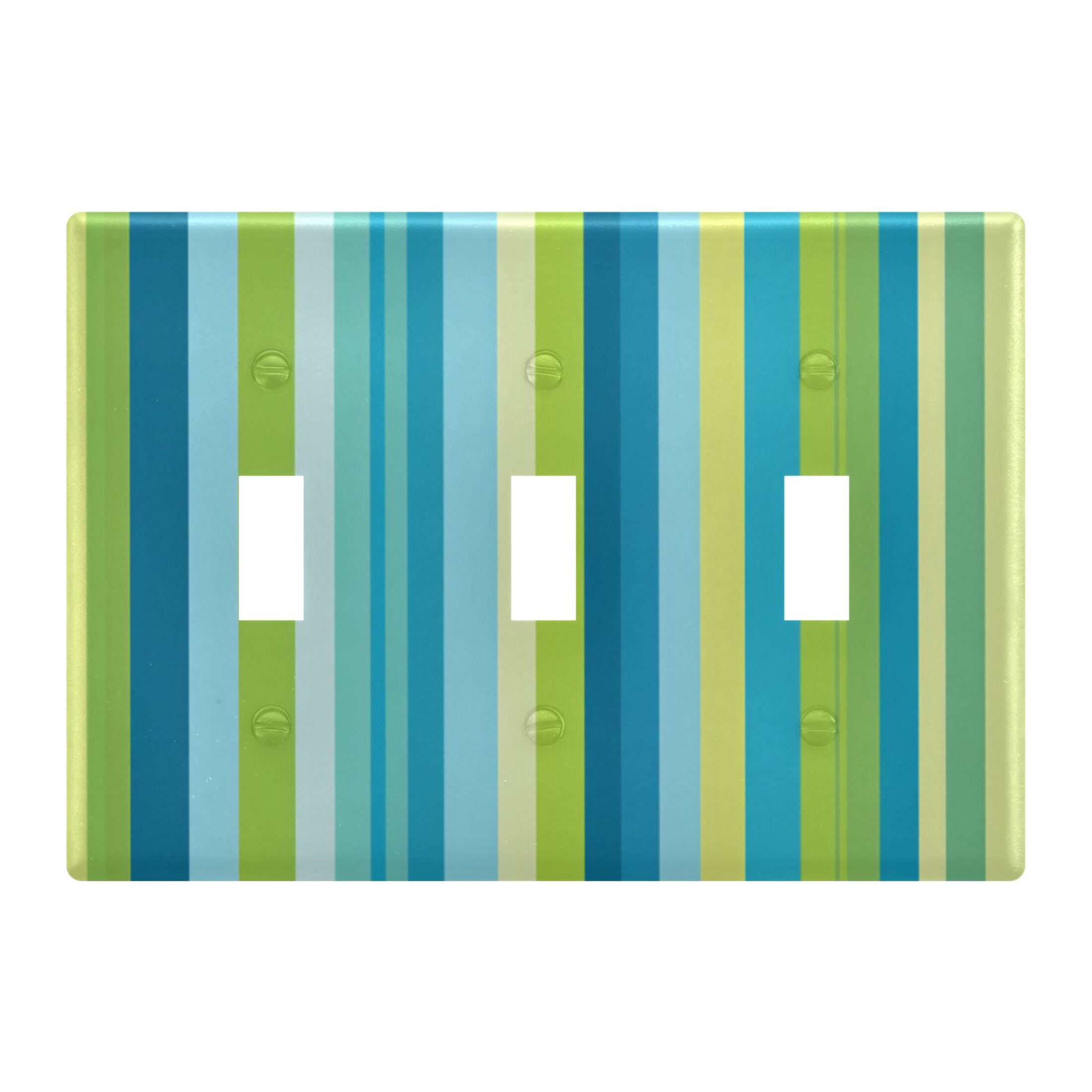 Blue Green Vertical Stripes Light Switch Cover Electrical Outlet Cover ...