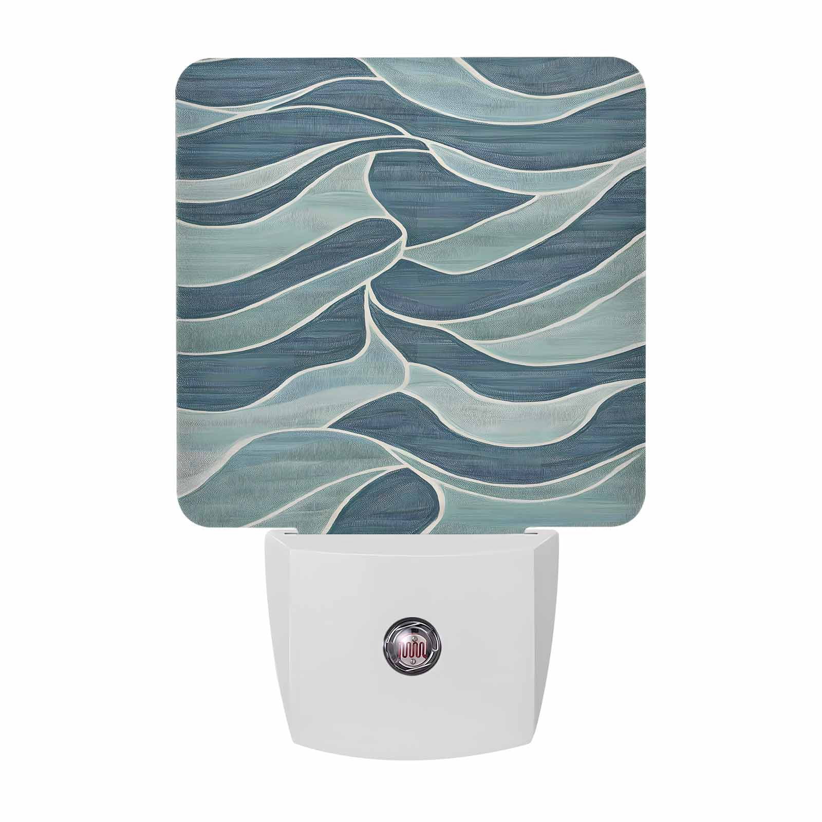 Blue Green Waves Plug-in LED Night Lights Abstract Stripes Auto Dusk-to ...