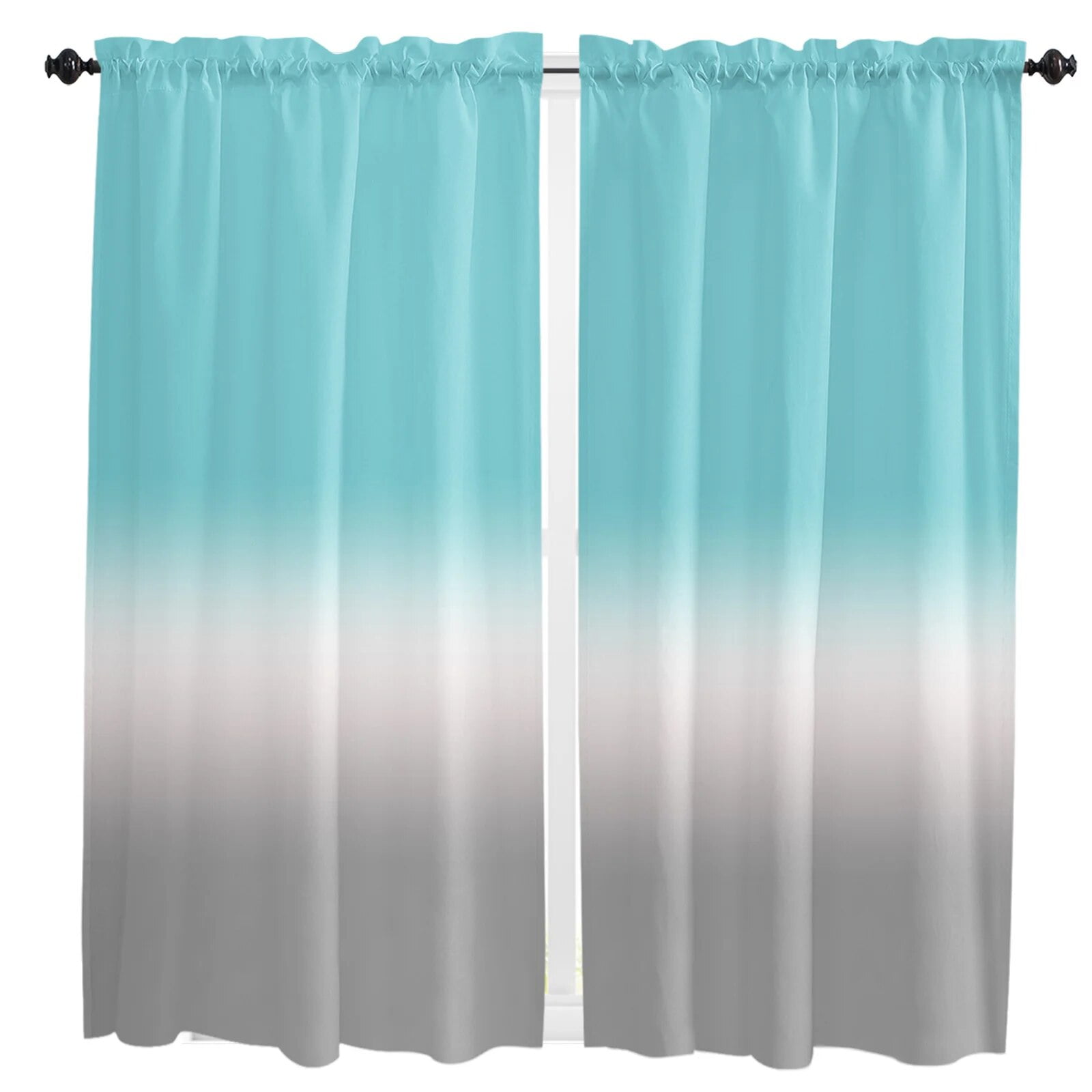 Blue Green White Gray Gradient Curtain Home Decoration Living Room ...