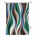 Blue Green White Stripes Shower Curtains for Bathroom, Abstract ...