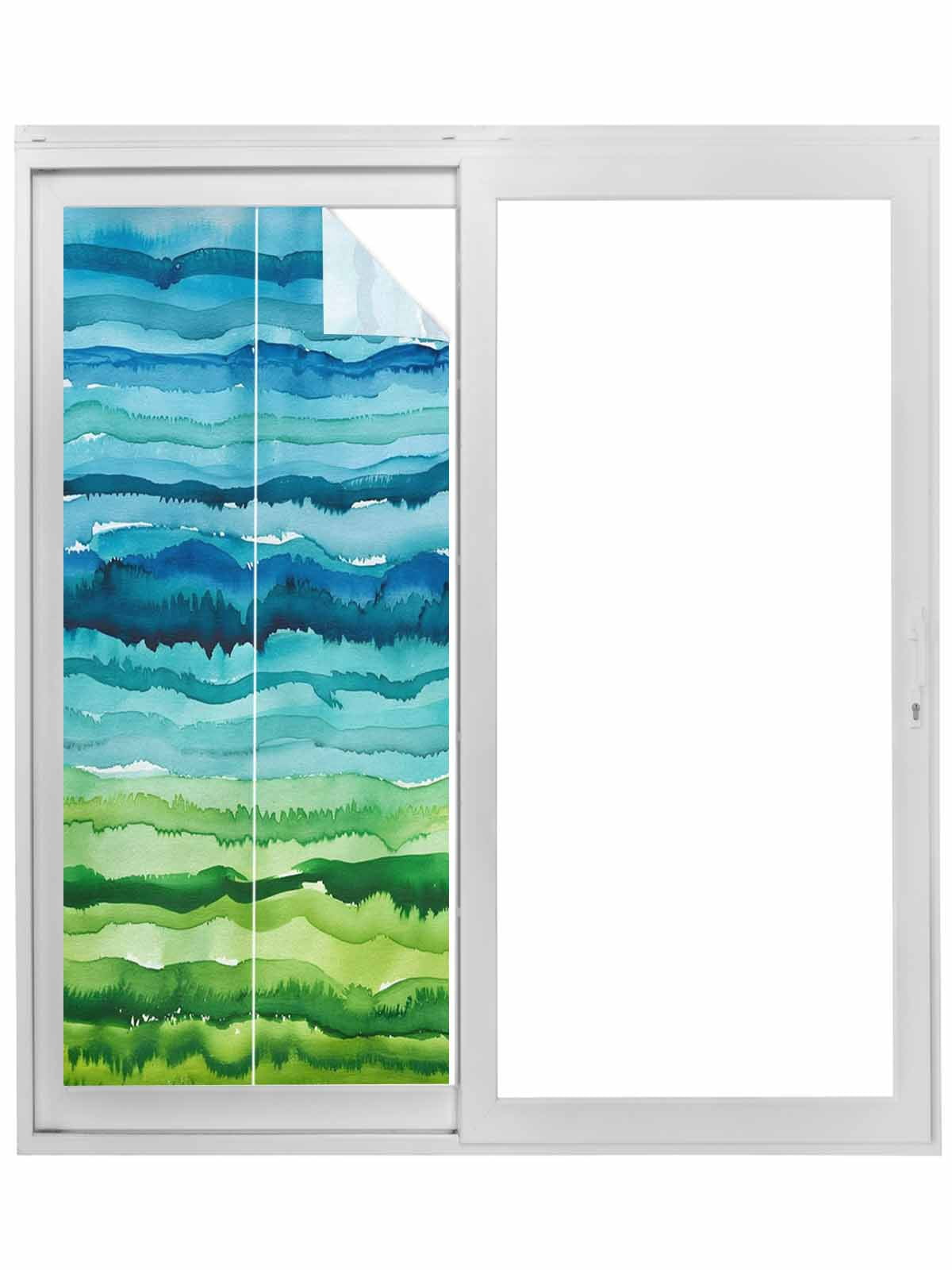Blue Green Window Privacy Film Stained Glass Window Film Decorative ...