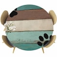 Blue Green Wood Board Round Tablecloth 45-54 Inch Round Fitted Table ...