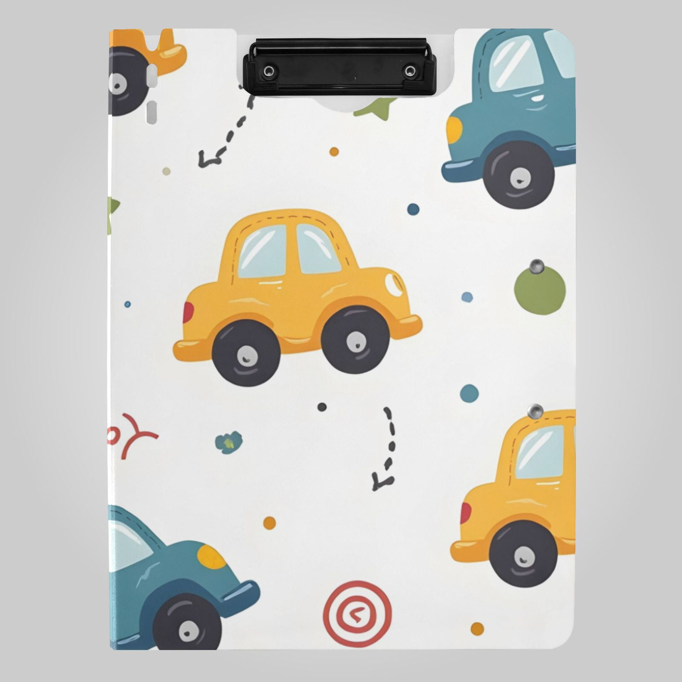 Blue Green Yellow Red Cars Stars Foldable Binder Folder Clipboard with ...