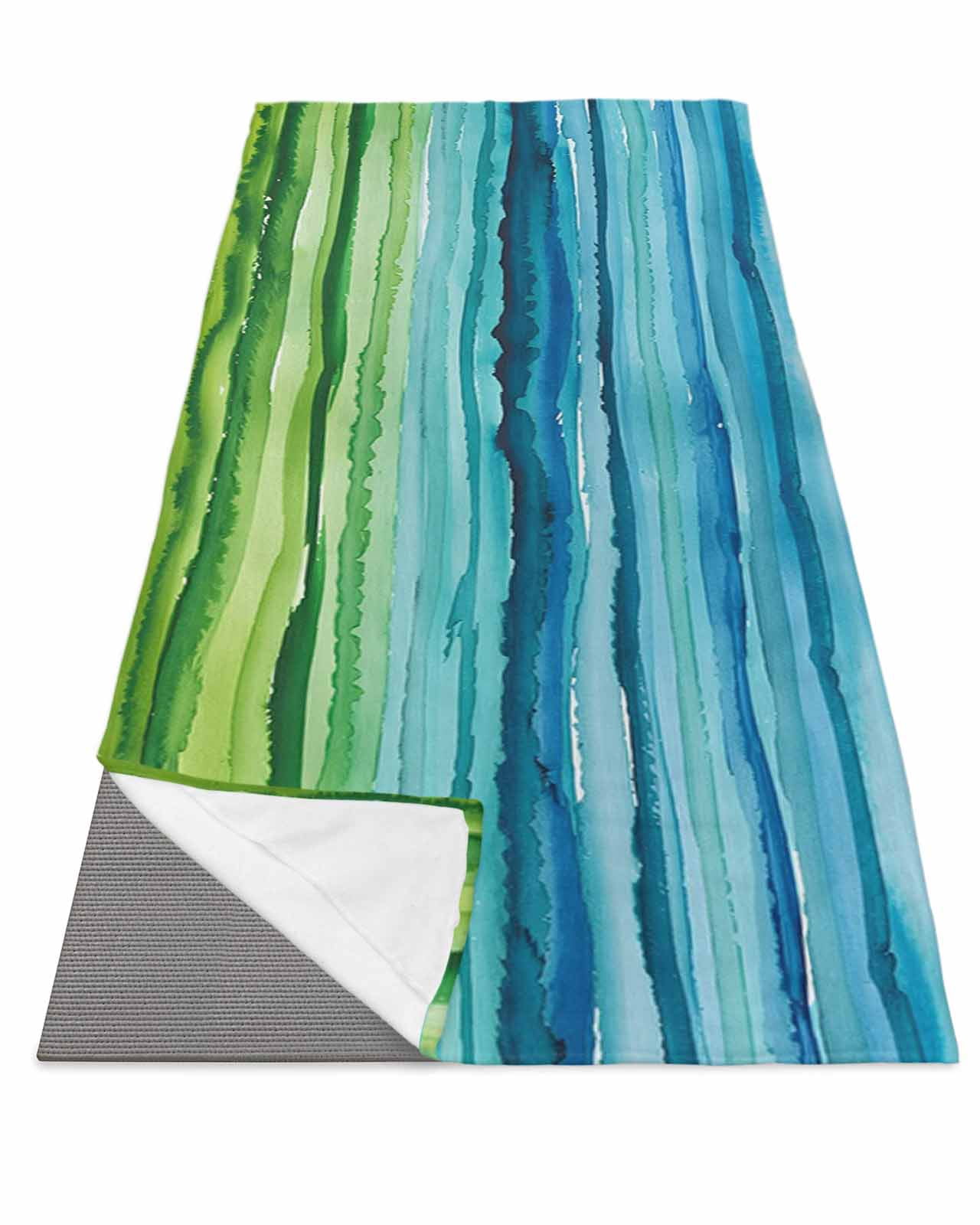 Blue Green Yoga Towel for Hot Yoga Non Slip, Gradient Watercolor Modern ...