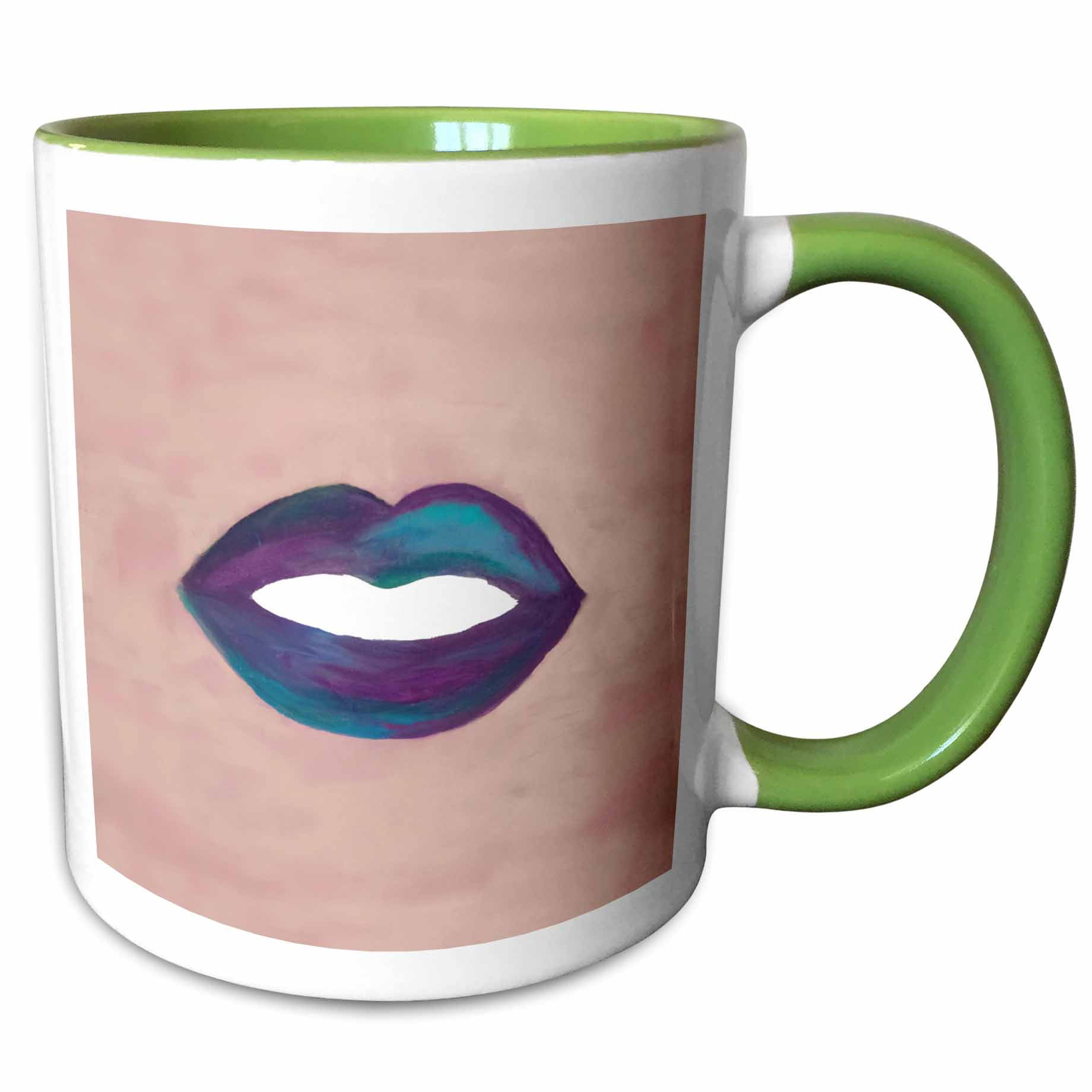 Blue Green and Purple Lips on Muted Pink and Mauve Mottled Background ...