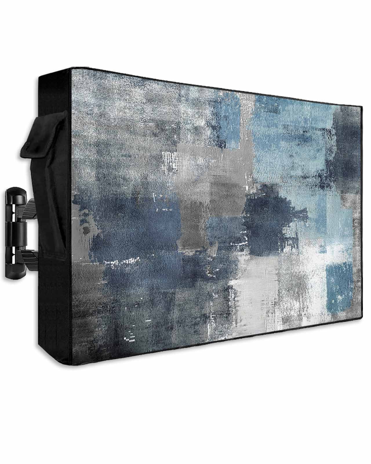 Blue Grey Abstract Outdoor TV Cover 30 to 32 inch Modern Graffiti Brush ...