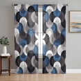 Blue Grey Abstract Sheer Curtains for Living Room Bedroom Modern ...