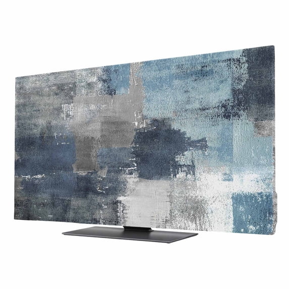 Blue Grey Abstract TV Dust Cover 40 Inch, Modern Graffiti Brush Art ...