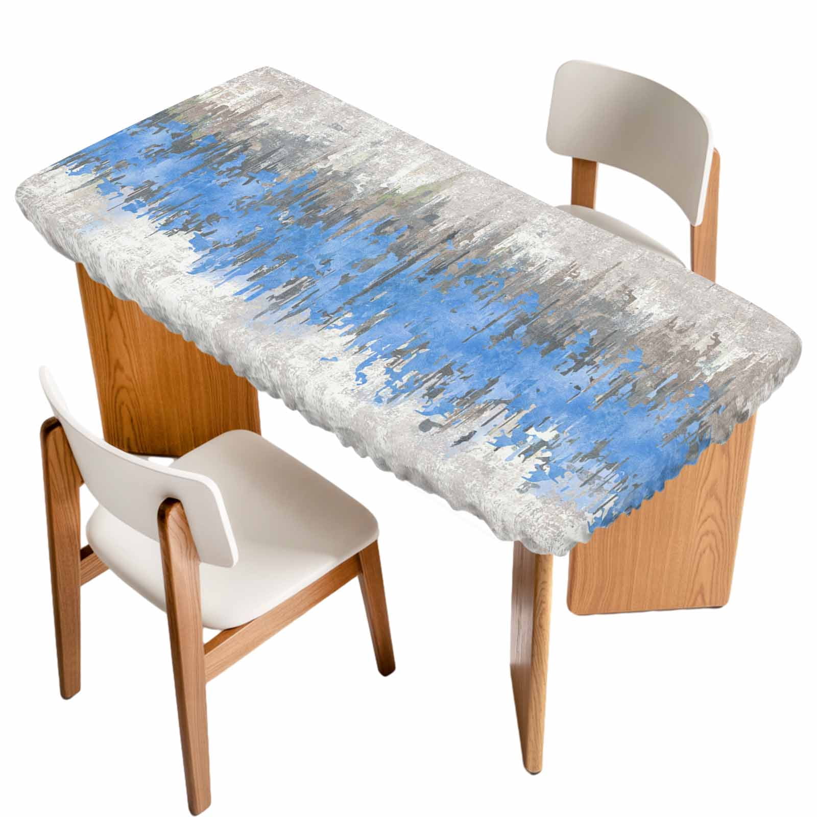 Blue Grey Abstract Table Cloths for 4 Foot Rectangle Tables, Gradient ...