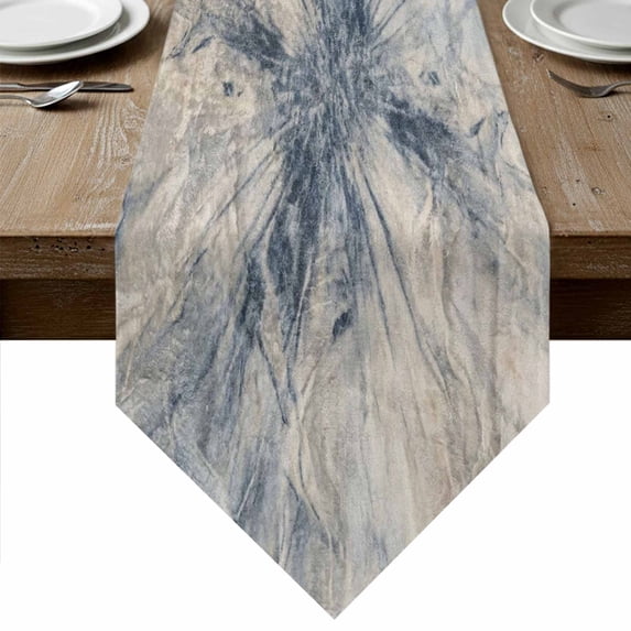 Blue Grey Abstract Table Runner Linen Burlap Table Runner 90 Inches ...