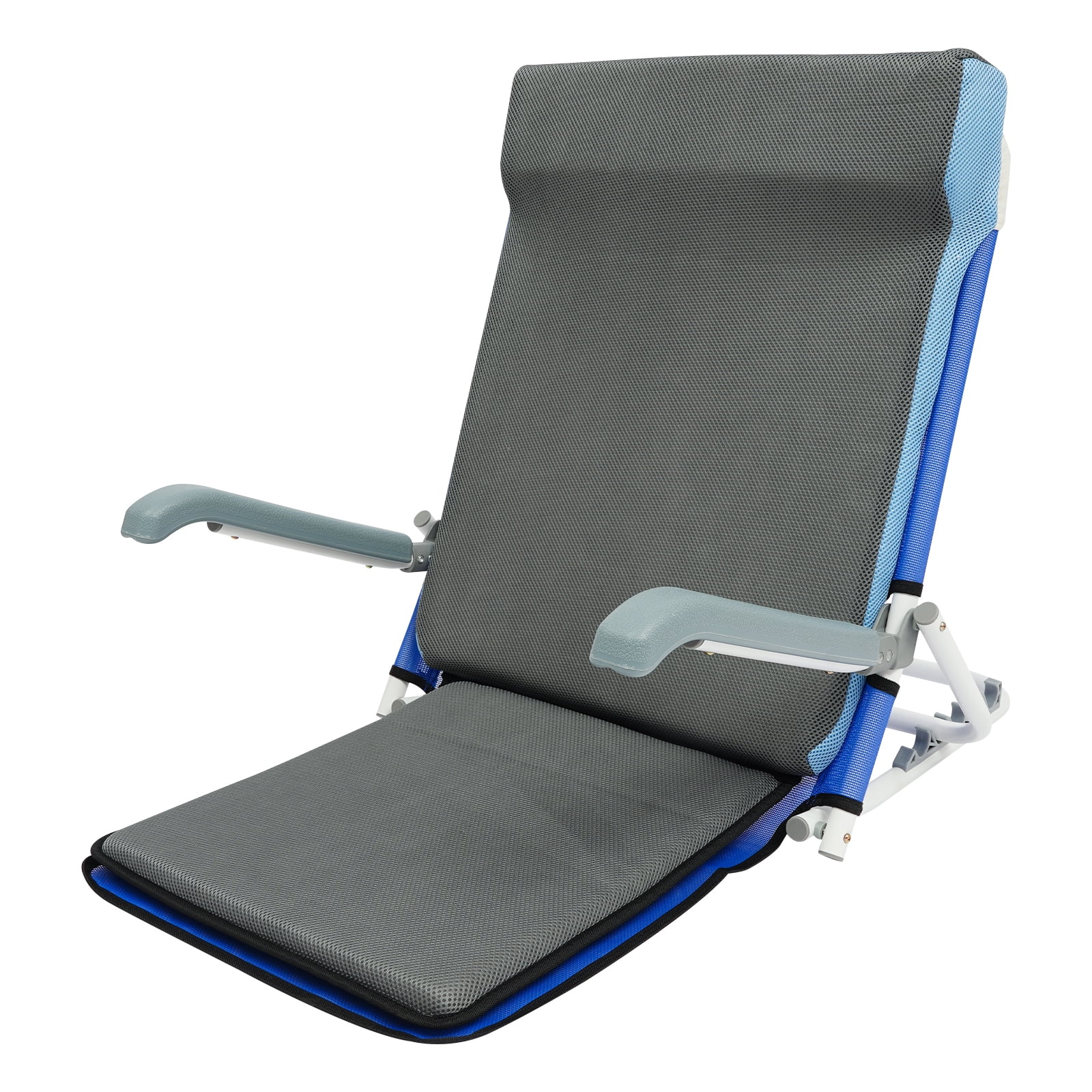 Blue+Grey Adjustable Bed Backrest with Armrest,Beach Chair Reading Bed ...