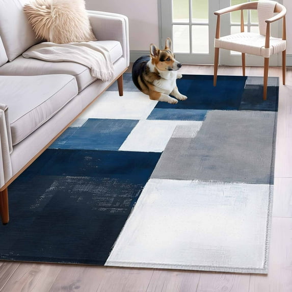 Blue Grey Area Rugs 4x6 ft Abstract Graffiti Modern Mottled Art ...