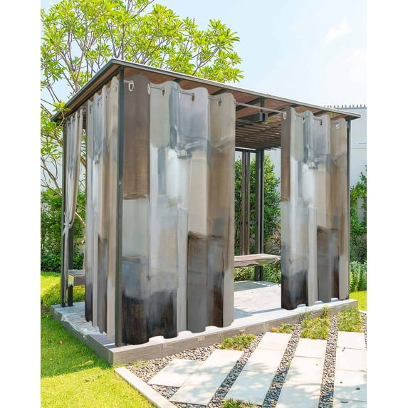 Blue Grey Art Outdoor Curtains for Patio, Vintage Painting Abstract ...