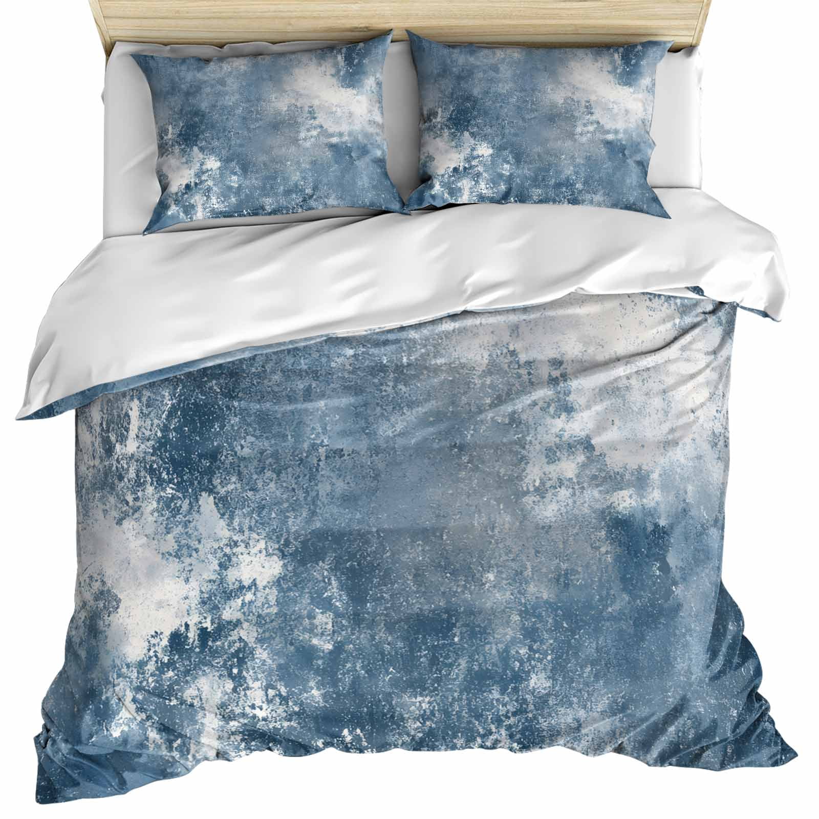 Blue Grey Bedding 3 Piece Duvet Cover Set Twin Size, Oil Painting ...