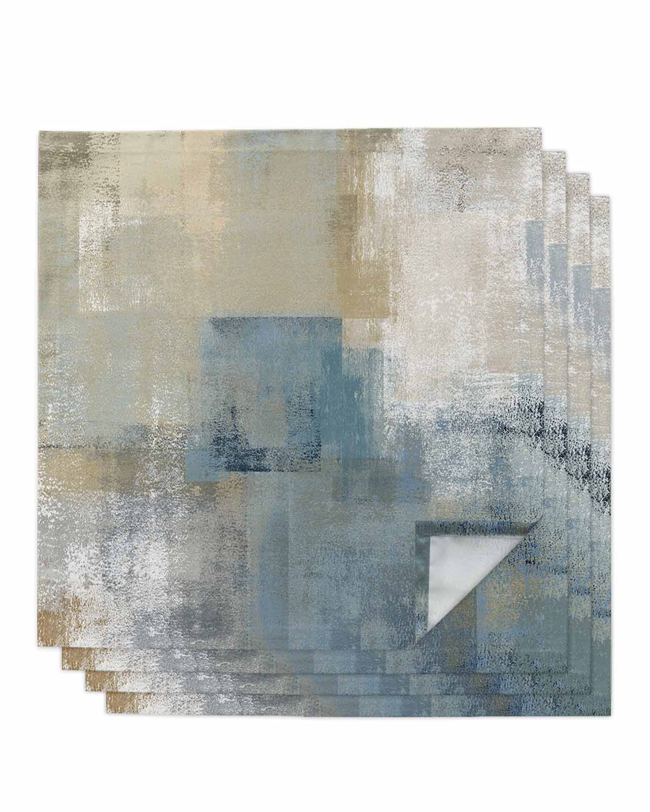 Blue Grey Beige Cloth Napkins Set of 4 Reusable Dinner Napkins ...