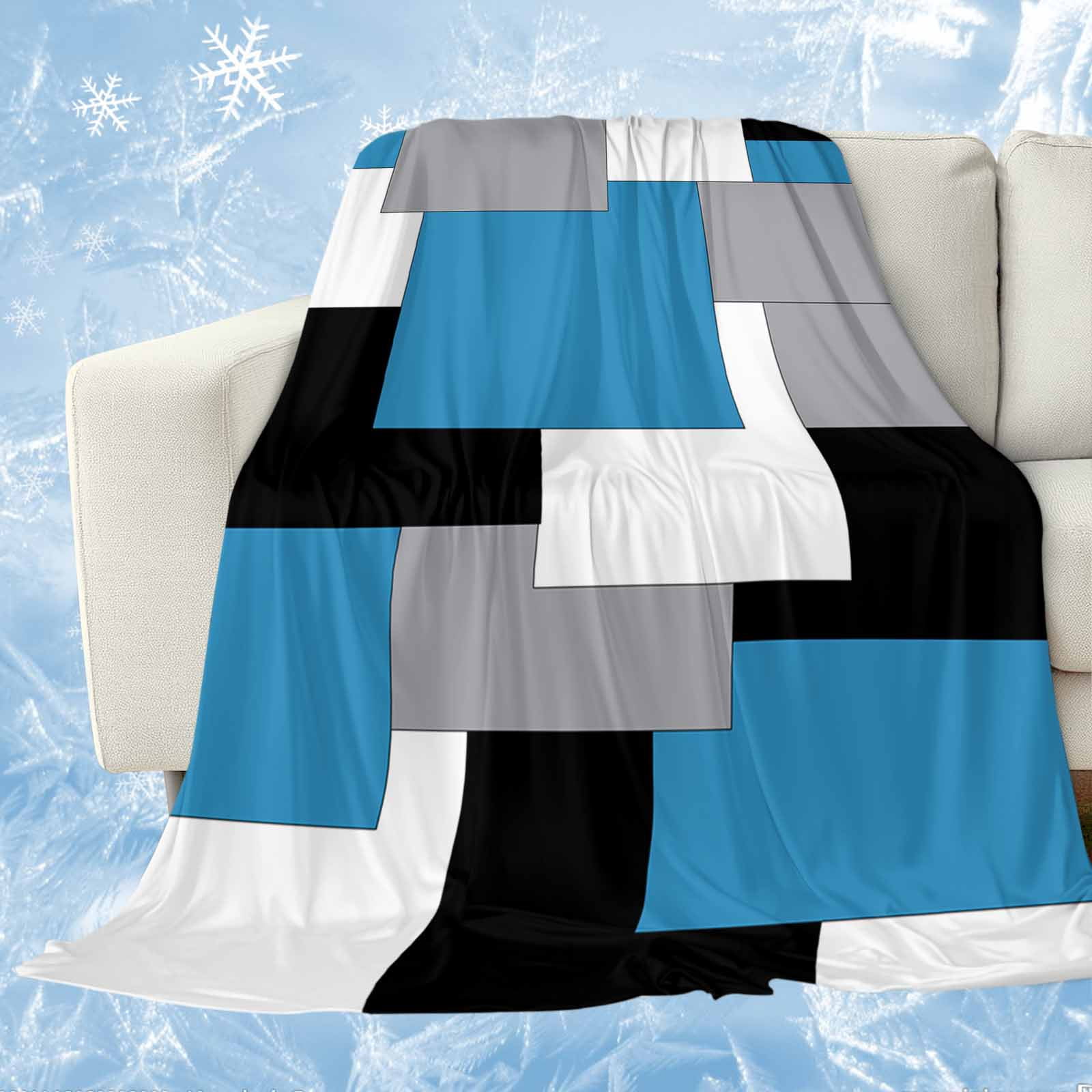 Blue Grey Black Geometric Cooling Blanket,Lightweight Summer Throw ...