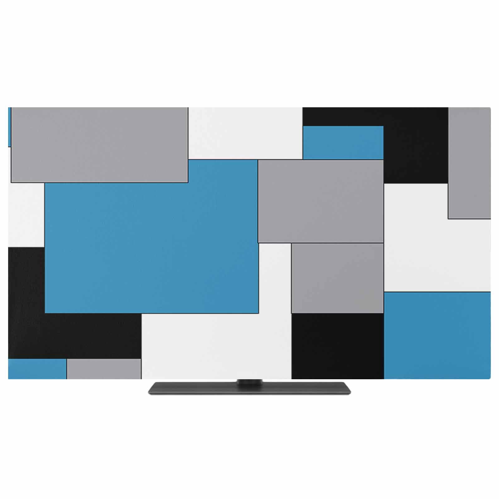 Blue Grey Black Geometric TV Dust Cover,Stretchable TV Screen Desktop ...