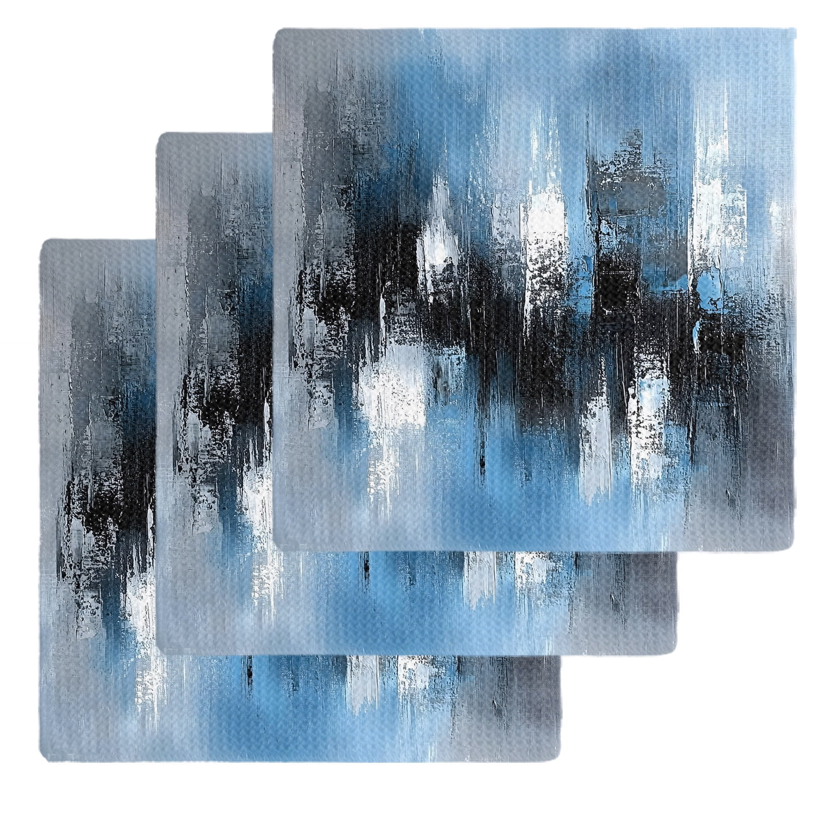 Blue Grey Black Kitchen Dish Towels for Drying Dishes Set of 3, Smear ...